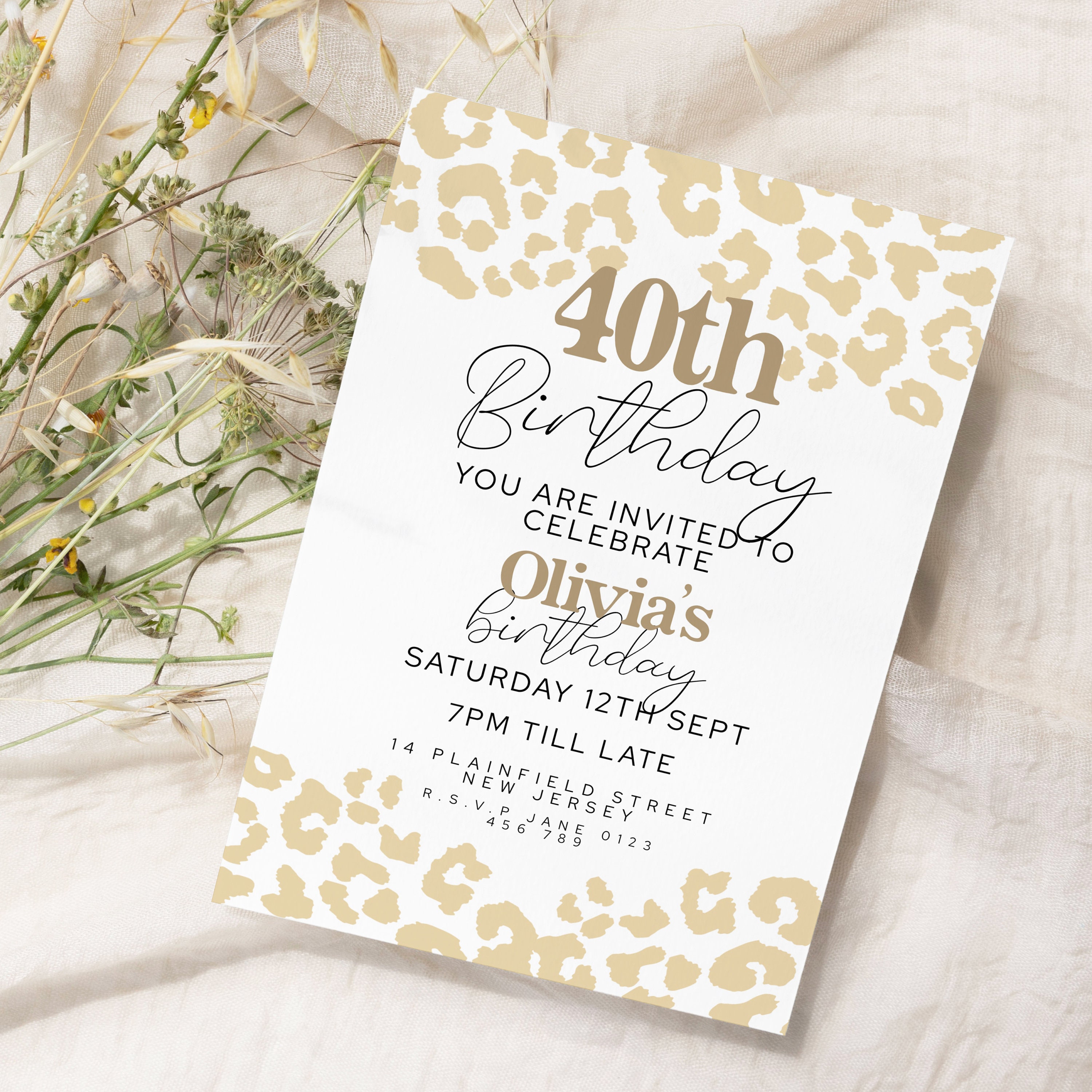 Editable 40th Birthday Party Invitation, Leopard Print Invite ...