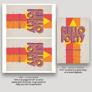 Retro Editable 40th Birthday Invitation, Hello Forty Digital Party ...