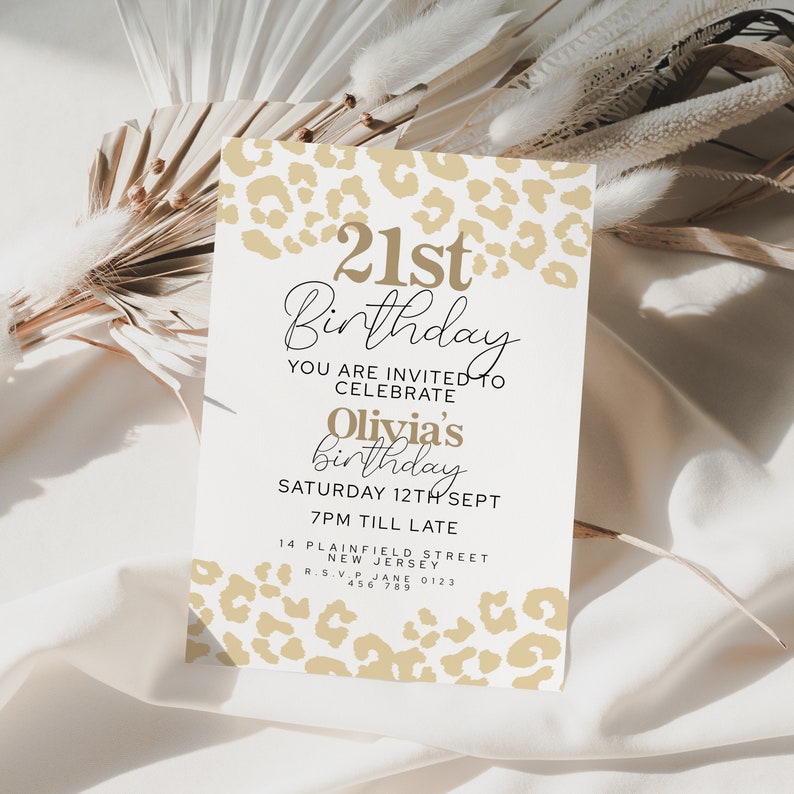 Editable 21st Birthday Party Invitation, Leopard Print Invite ...