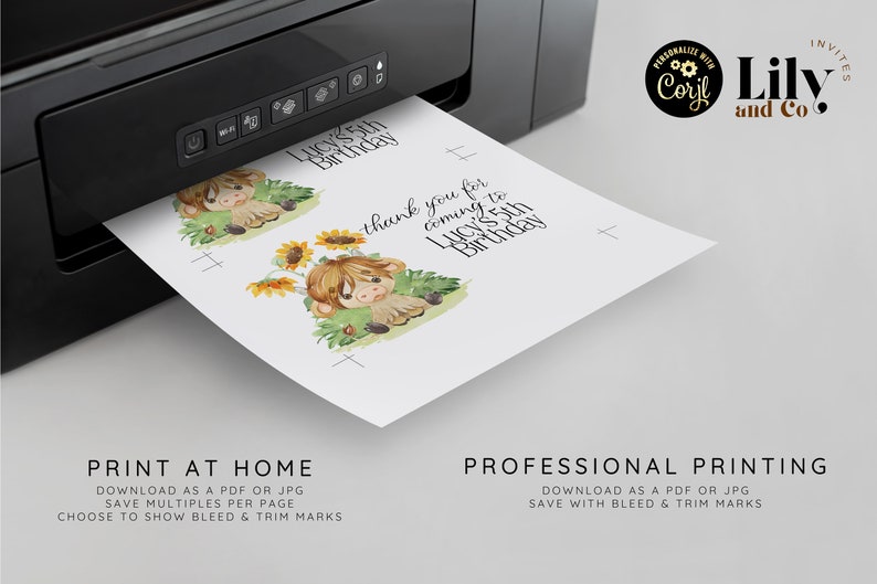 Editable Highland Cow Birthday Party Favor, Gable Box Label Printable ...