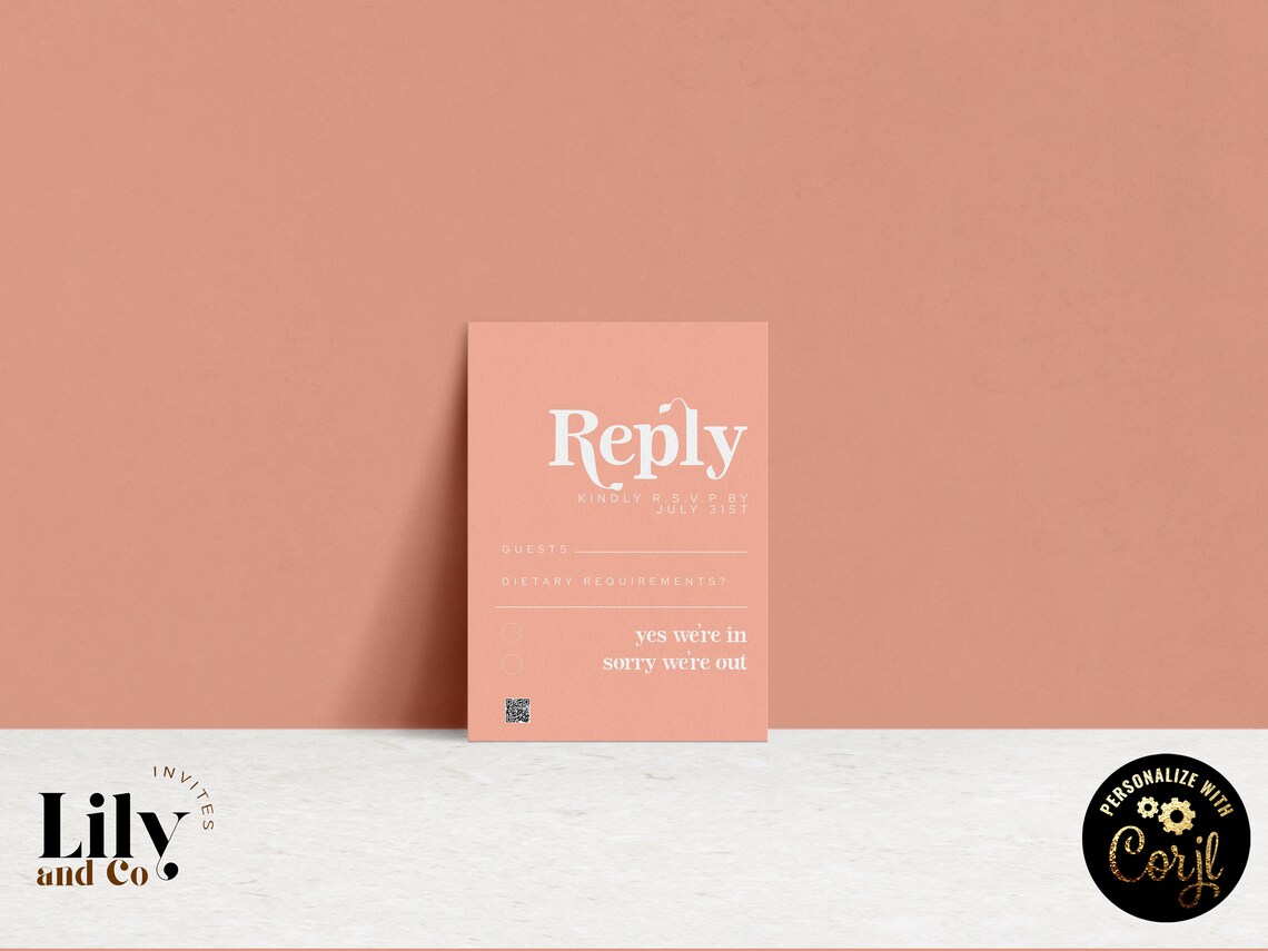 Pink Green Retro Wedding Invitation Suite Funky Printable - Etsy