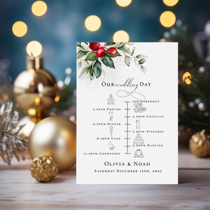 Winter Wedding Timeline Template Editable Christmas Foliage Printable ...