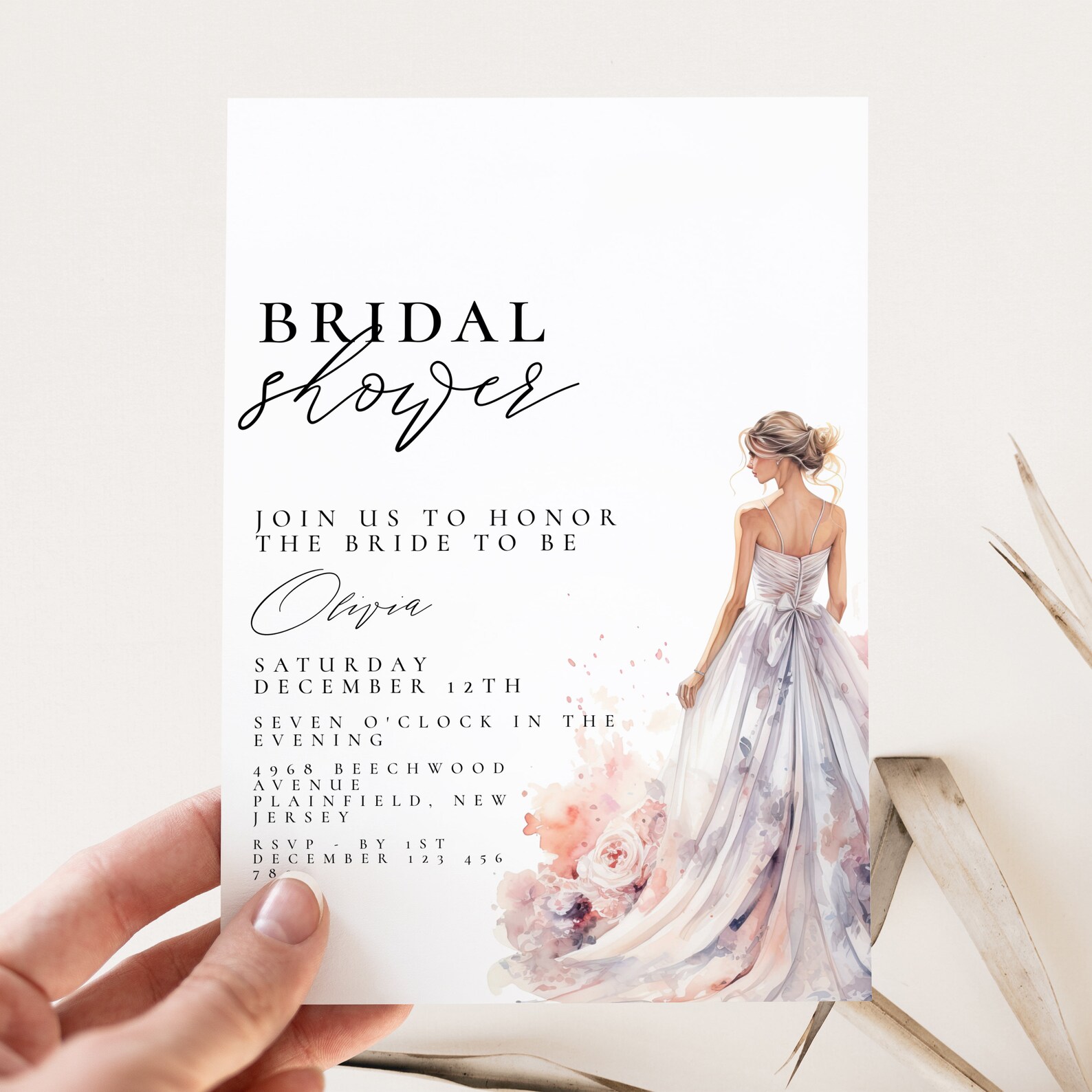 Bridal Shower Dress Invitation | Printable Diy Instant Download ...