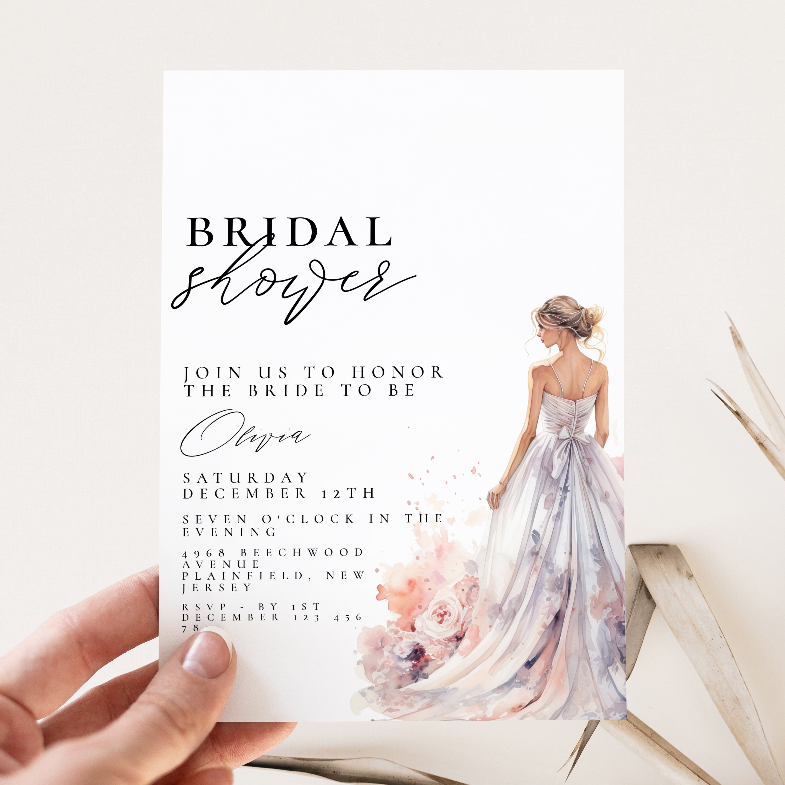 Bridal Shower Dress Invitation Printable Diy Instant Download ...