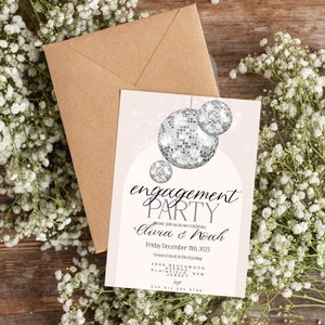 Editable Disco Engagement Party Invitation, Glitter Ball Invite ...
