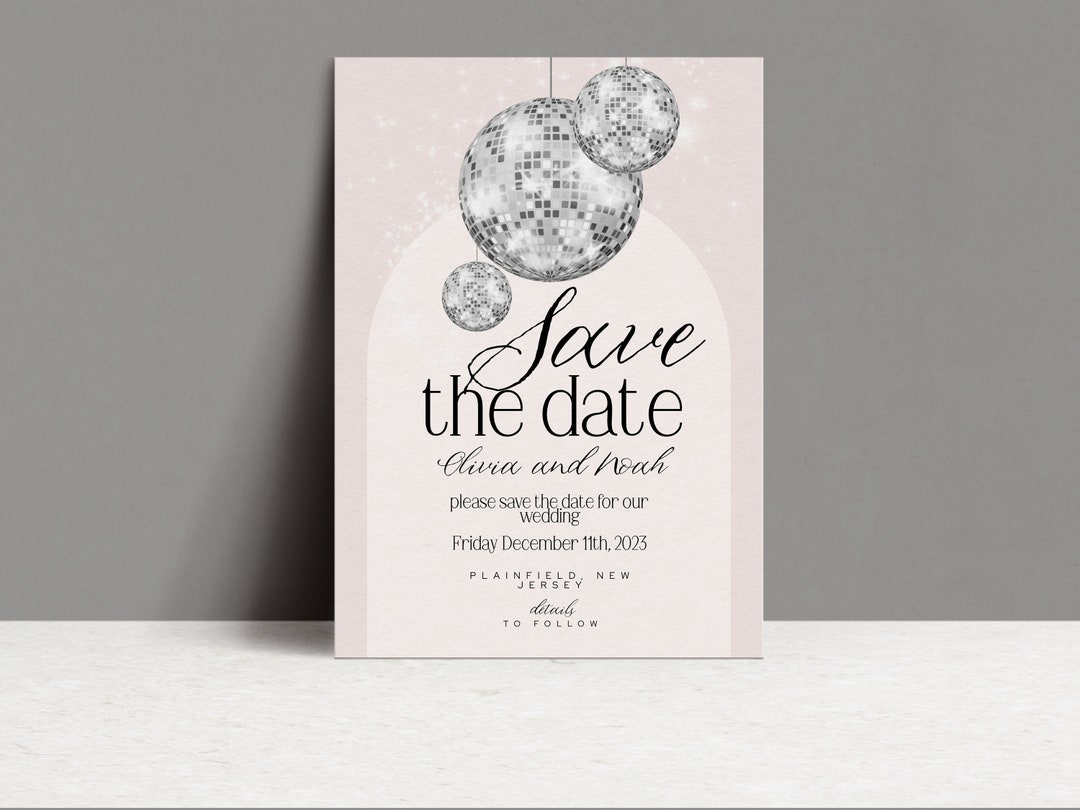 Disco Ball Save the Date Template Glitter Ball Printable Date Reminder ...