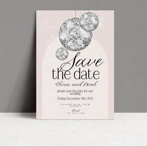 Disco Ball Save the Date Template Glitter Ball Printable Date Reminder ...