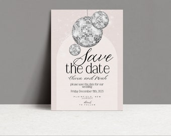 Save the Date Disco Ball Template - Etsy
