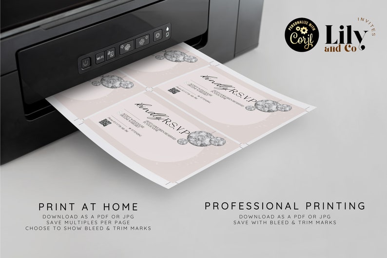 Disco Ball RSVP With QR Code Template Glitter Ball Printable RSVP ...