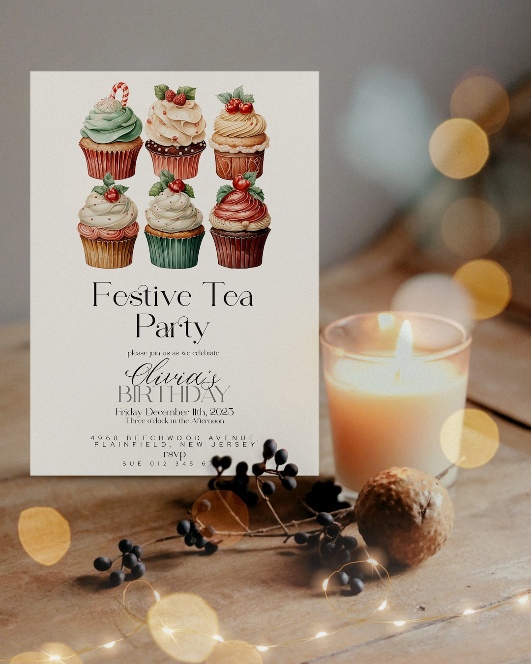 Christmas Tea Party Invitation Editable Template Xmas Afternoon Party ...