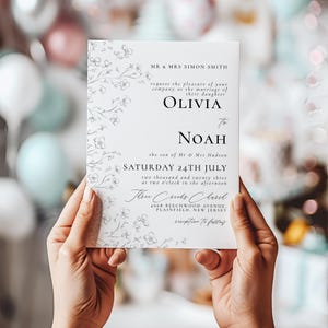 Simple Flower Downloadable Wedding Invitation Template Download Flower ...