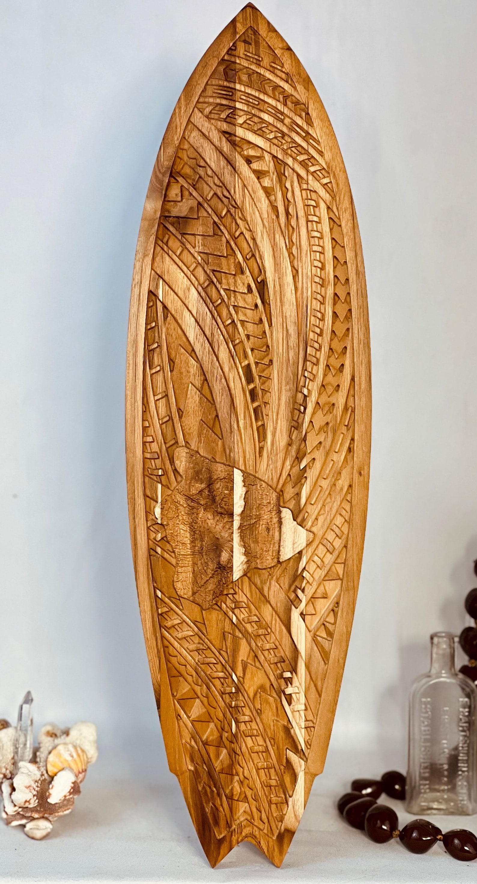 Wood Surfboard Carving hawaii Tide Coastal Wall Decor Art , Hawaiian ...