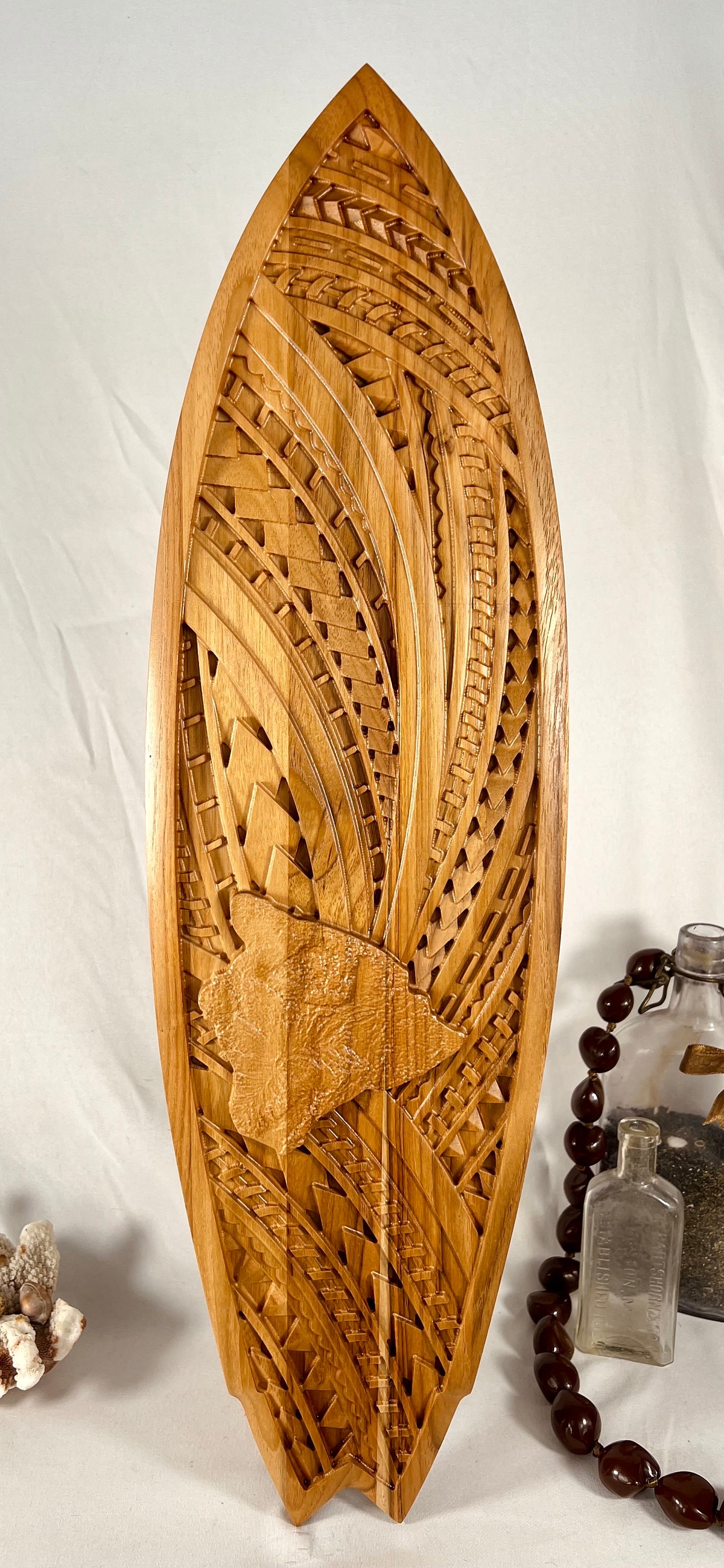 Wood Surfboard Carving hawaii Tide Coastal Wall Decor Art , Hawaiian ...