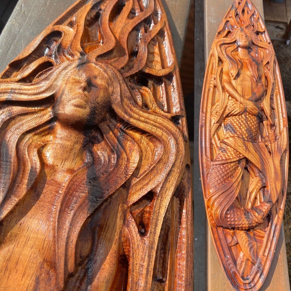Carved Wood Mermaid - Etsy