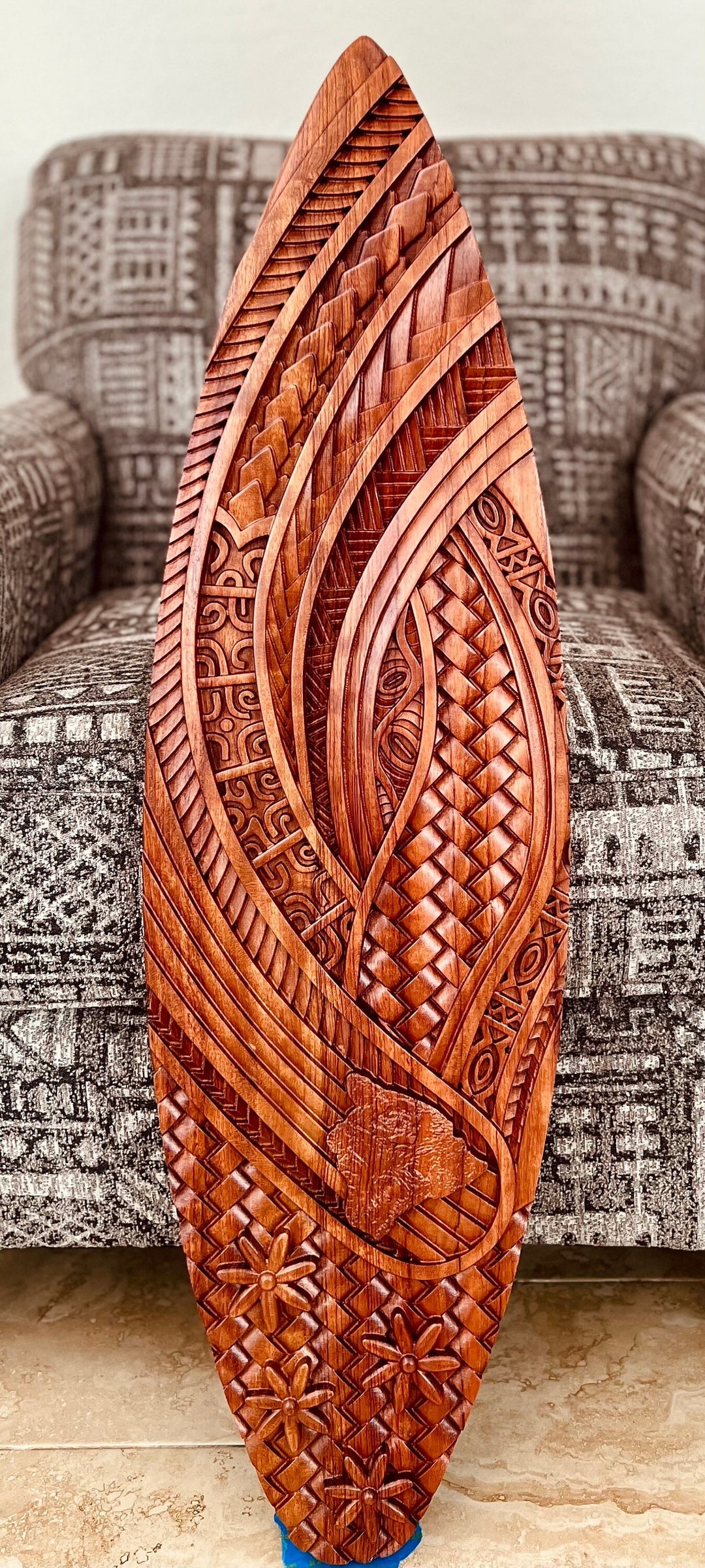 3ft Long Wood Surfboard Carving big Island Flow 3D Wood Carving ...