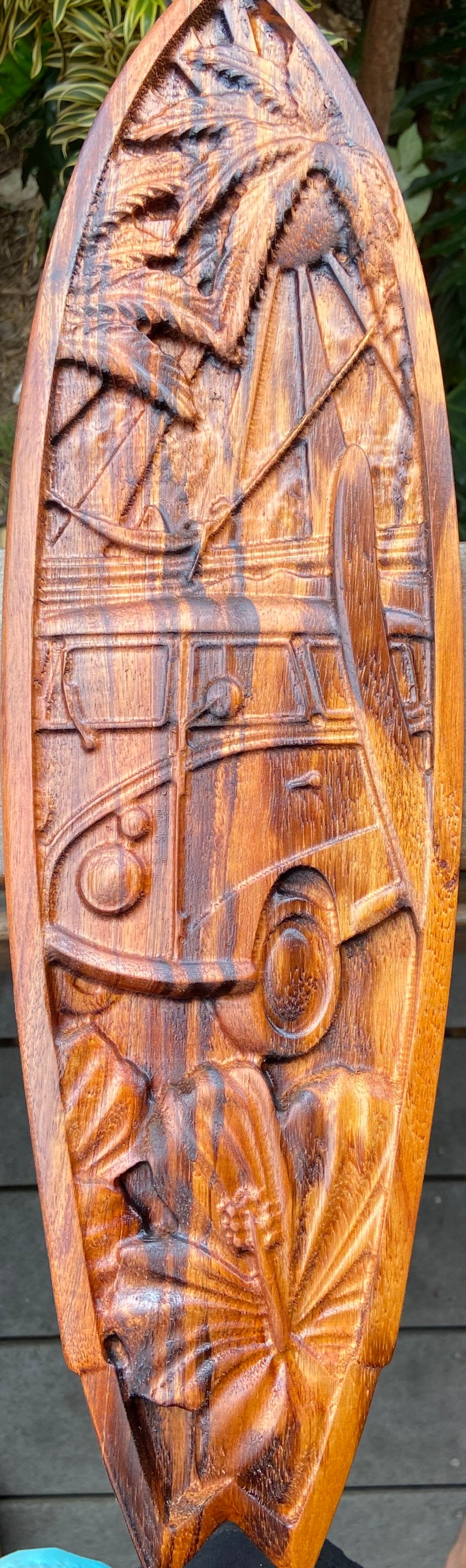 4 Foot Long Vw Bus Wood Carving "vw Beach Bum"3d Wood Decor , Wall ...