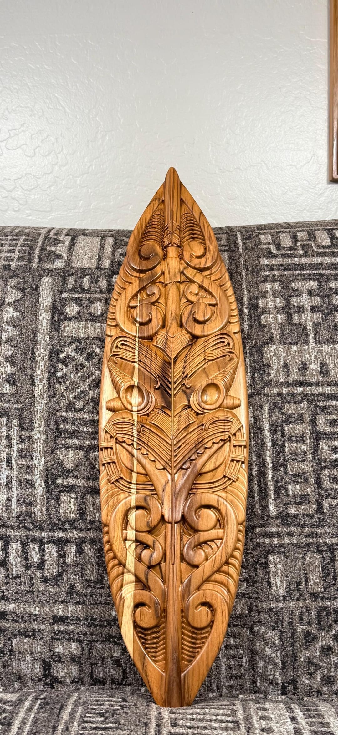 2 Ft Teak Wood Surfboard Carving With Māori Faces - Wall Art Decor - Etsy