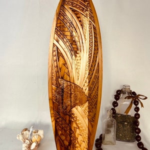 Wood Surfboard Carving hawaii Tide Coastal Wall Decor Art , Hawaiian ...