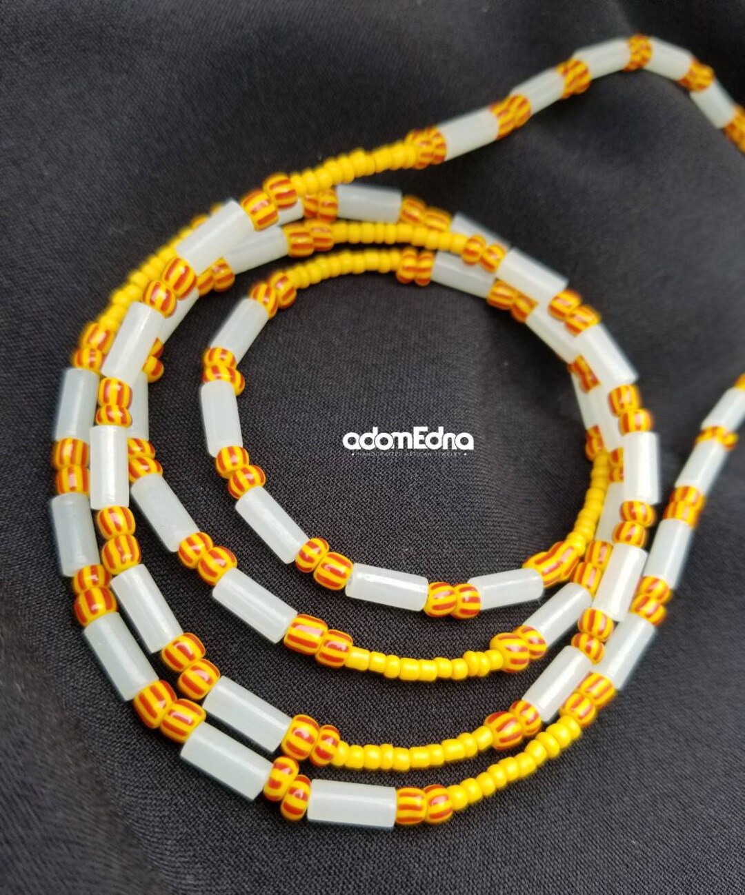 Yellow African Glow in the Dark Waist Beads, Belly Beads, Stomach Beads ...