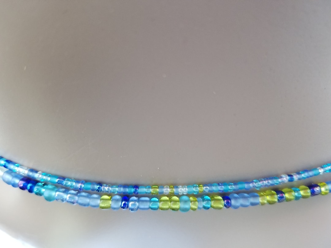 Plus Size Waist Bead, Stomach Beads, Belly Chain, Blue Waist Bead ...