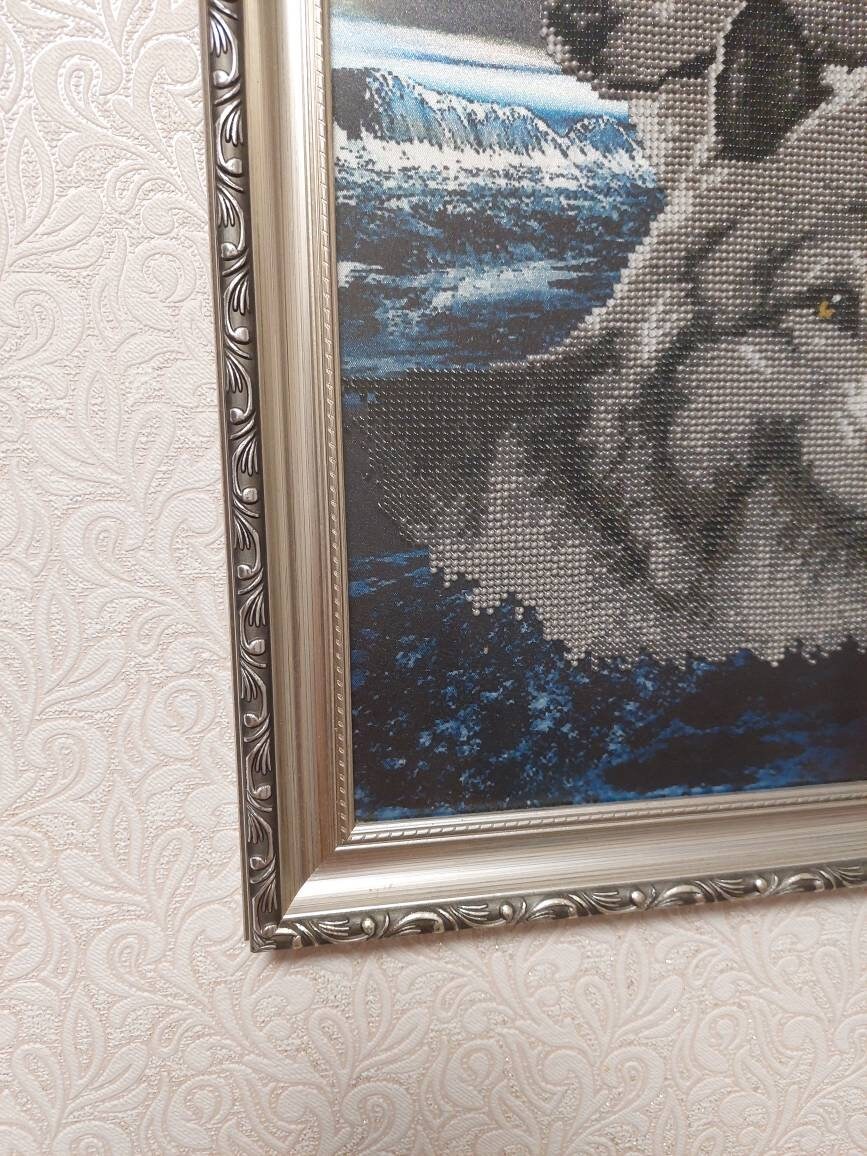 Beaded Picture Finished Beadwork A Pair of Wolves Painting Bead ...