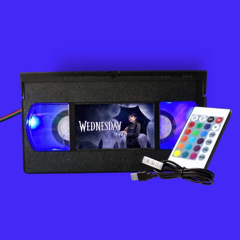 Wednesday Addams Retro Lamp - VHS Tape LED Lighting - Gift for TV Show ...