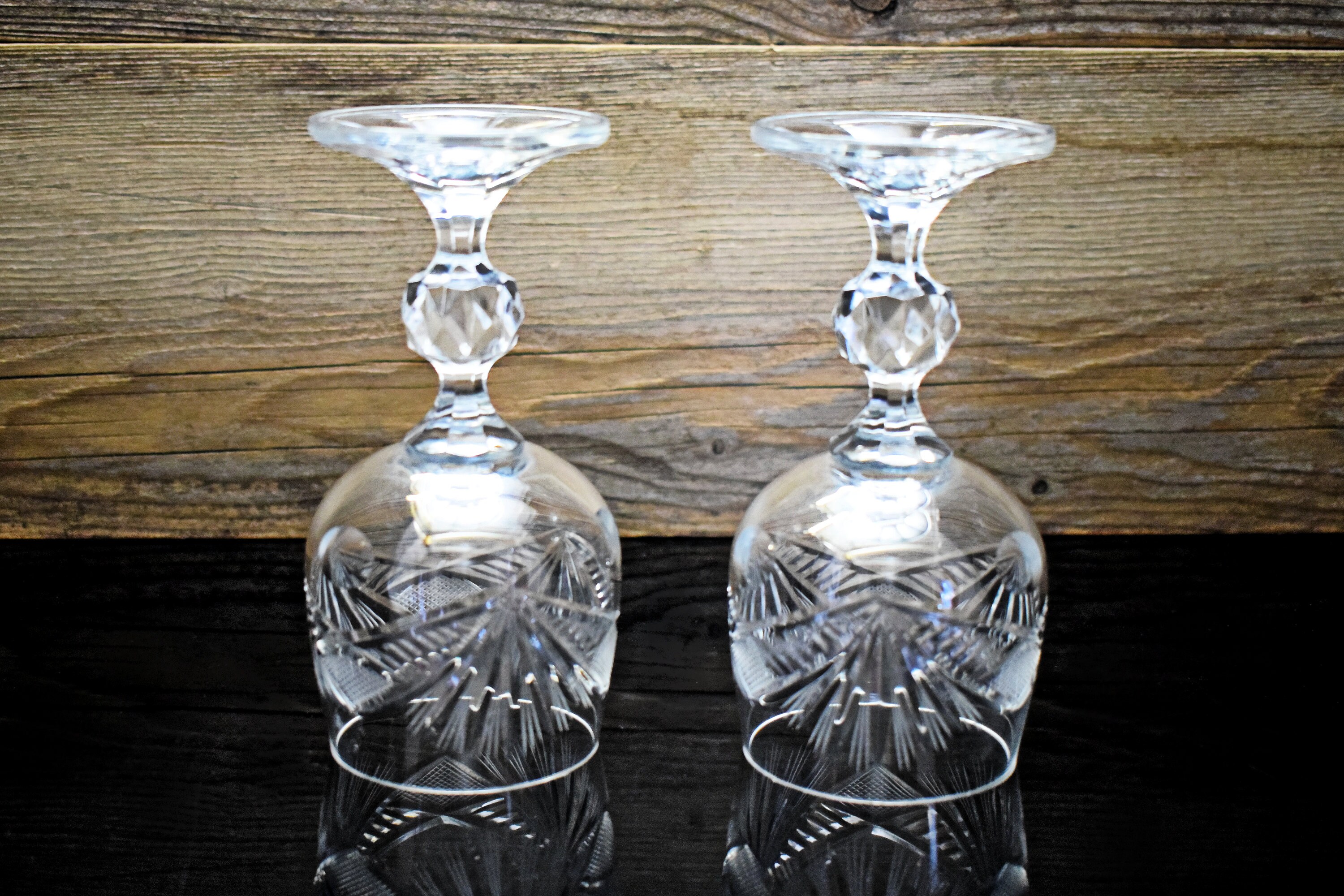 Fine Crystal Wine Glasseshand Cut Glassesset Of 2 Wine Cut Etsy