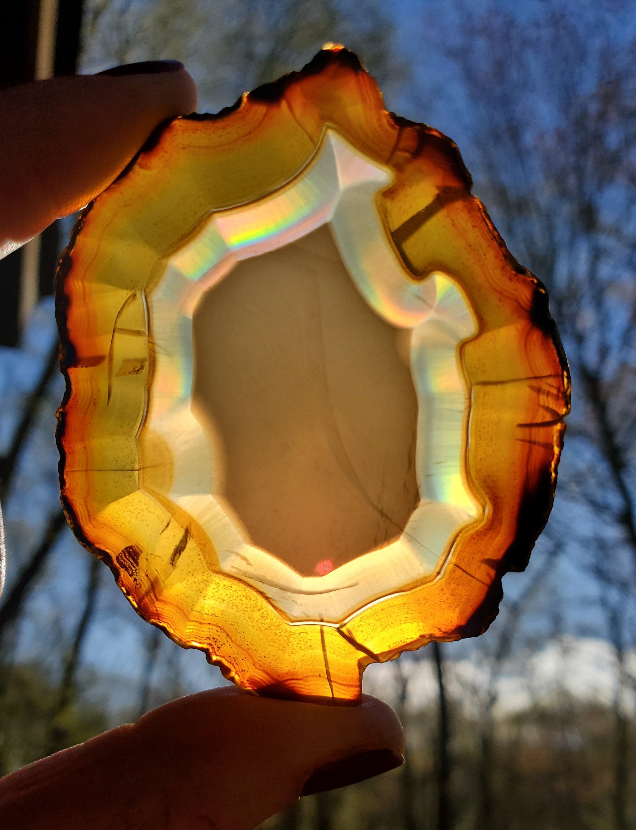 Gorgeous Dark Iris Agate Slice. IRIDESCENT Agate. MEDITATION | Etsy
