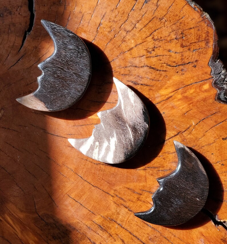 Hand Carved Petrified Wood Moons. Moon With Face. Fossilized | Etsy