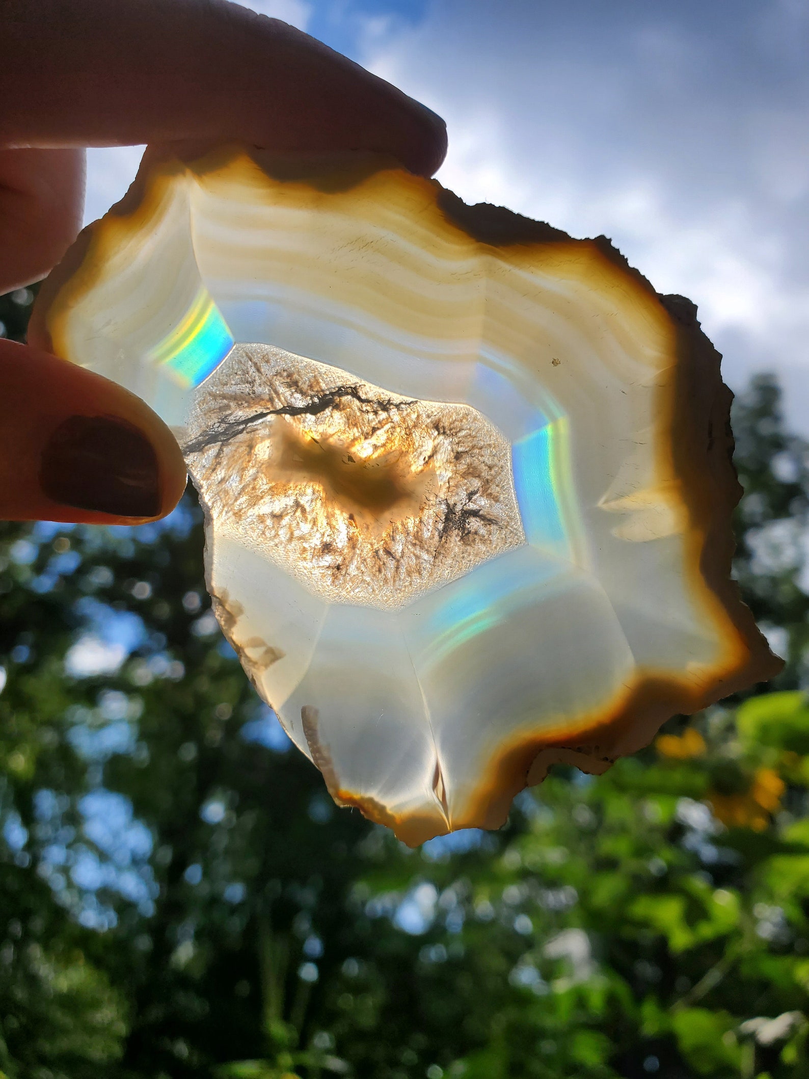 Rainbow Iris Agate Slice - Iridescent Meditation Stone - Etsy