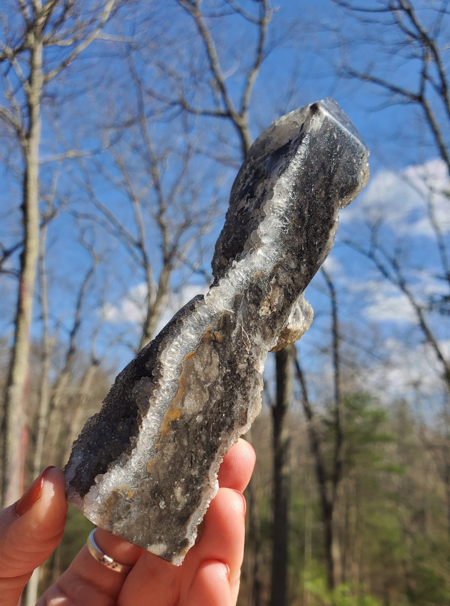 Beautiful Polished Indonesian Agate Tower with Druzy Quartz. | Etsy
