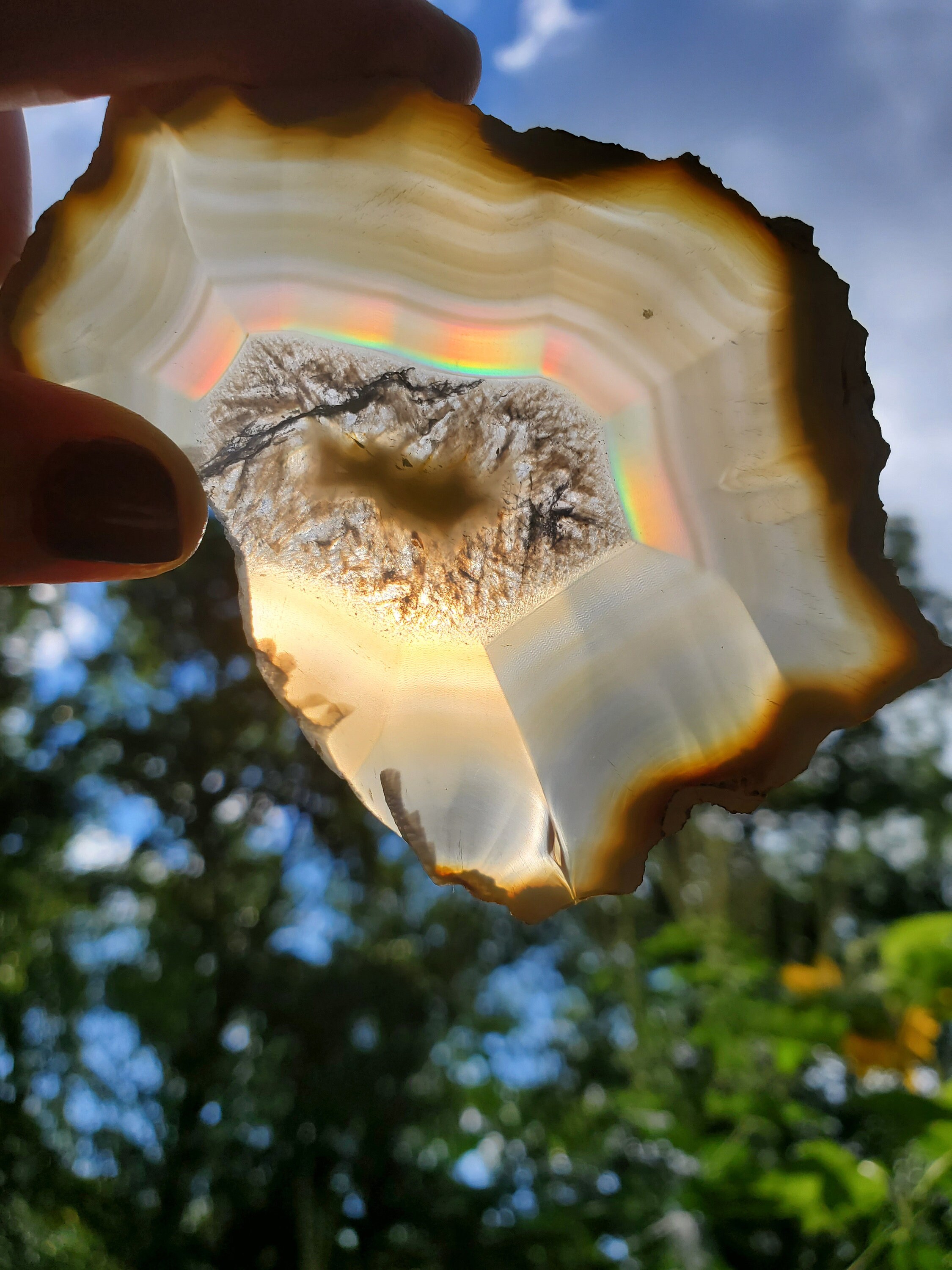 Rainbow Iris Agate Slice - Iridescent Meditation Stone - Etsy