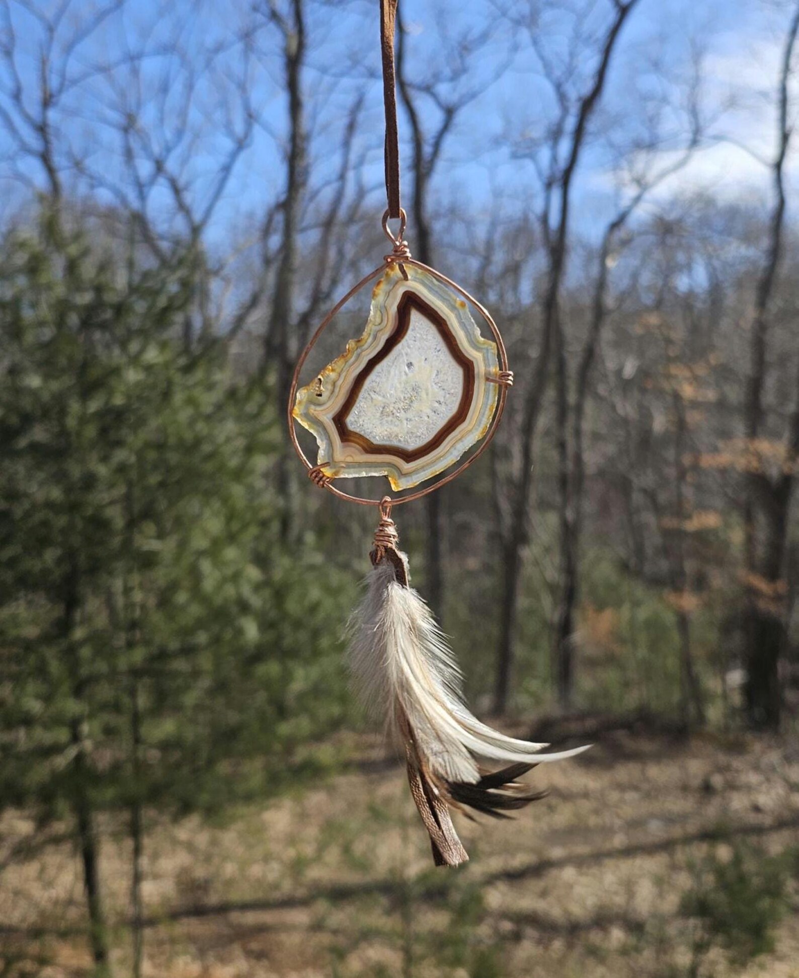 Handmade Agate Slice Suncatcher. Natural Boho Wall Art. Crystal Home ...