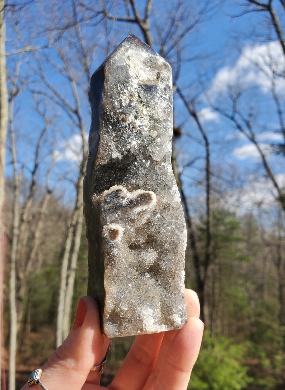 Polished Indonesian Agate Tower With Druzy Quartz - Etsy