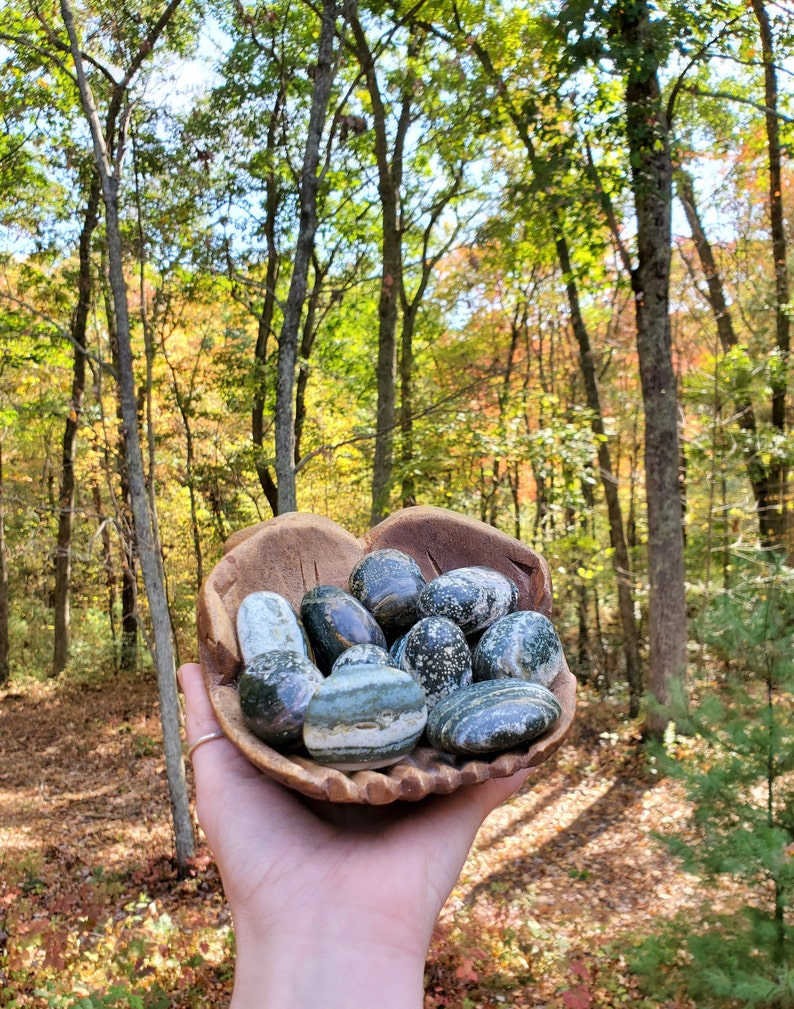 Large Ocean Jasper Tumble, Orbicular Green Stone - Etsy