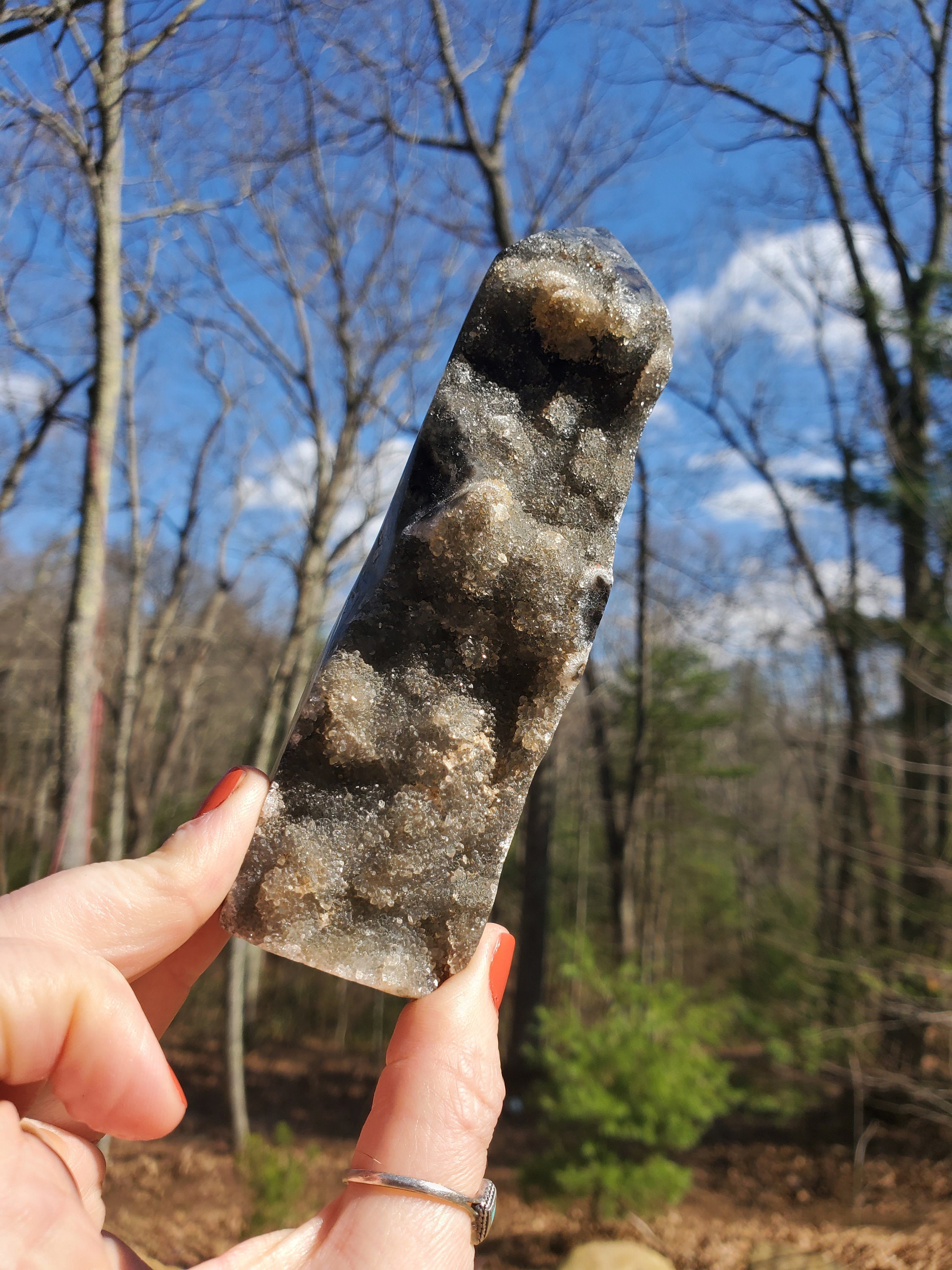 Beautiful Polished Indonesian Agate Tower with Druzy Quartz. | Etsy