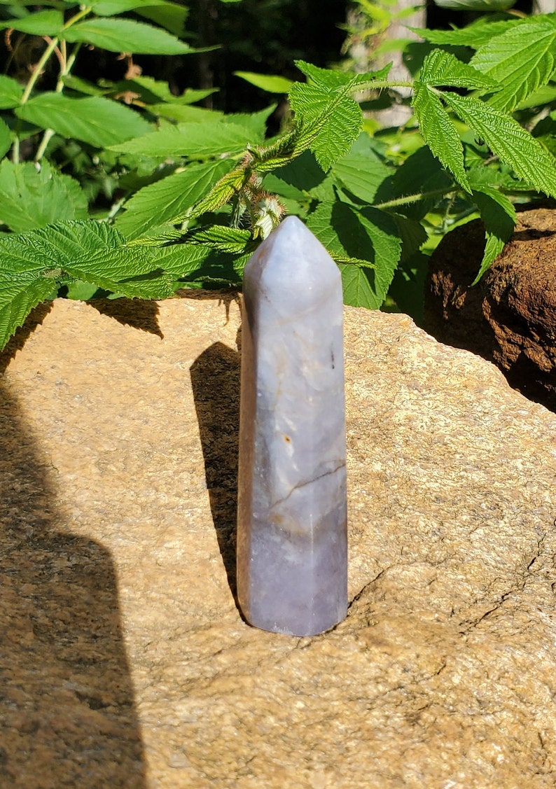 Purple Chalcedony Tower. Purple Agate Point. Heart and Third Eye Chakra ...