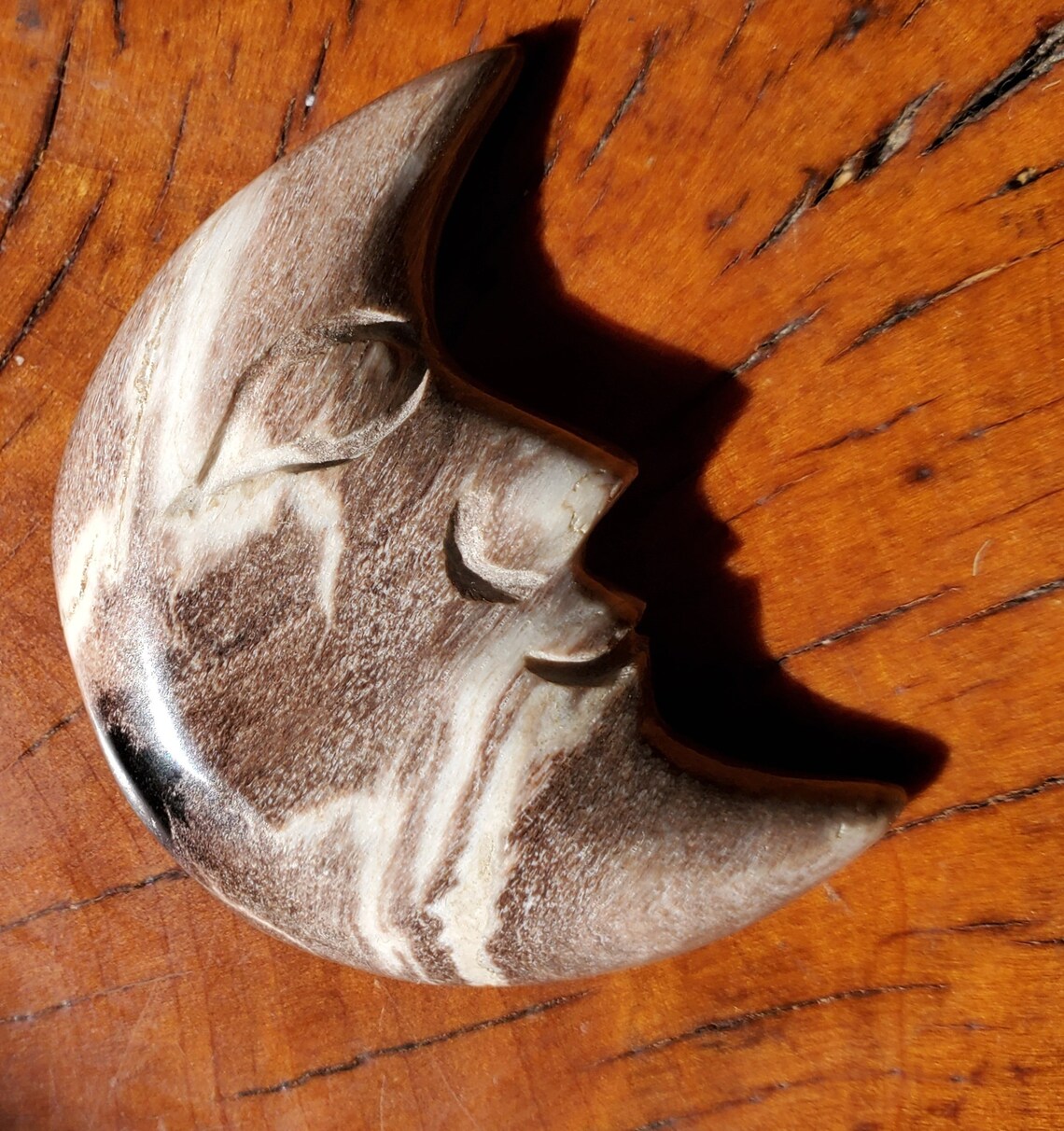 Hand Carved Petrified Wood Moons. Moon With Face. Fossilized - Etsy