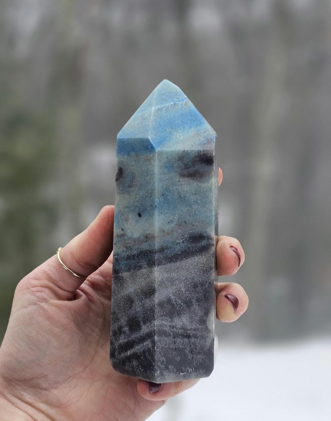 Large Trolleite Tower. Blue Crystal Point. Third Eye Chakra. - Etsy