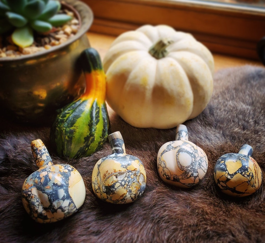 Hand Carved Malingano Jasper Pumpkins. Brecciated Jasper. Indonesian ...