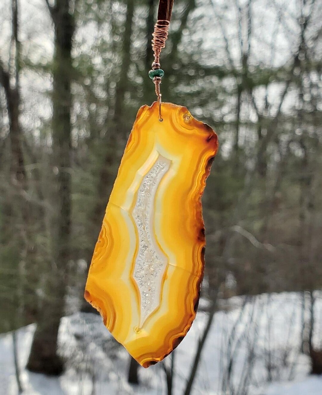 Iris Agate Suncatcher. Boho Wall Art. Crystal Home Decor. Turquoise ...