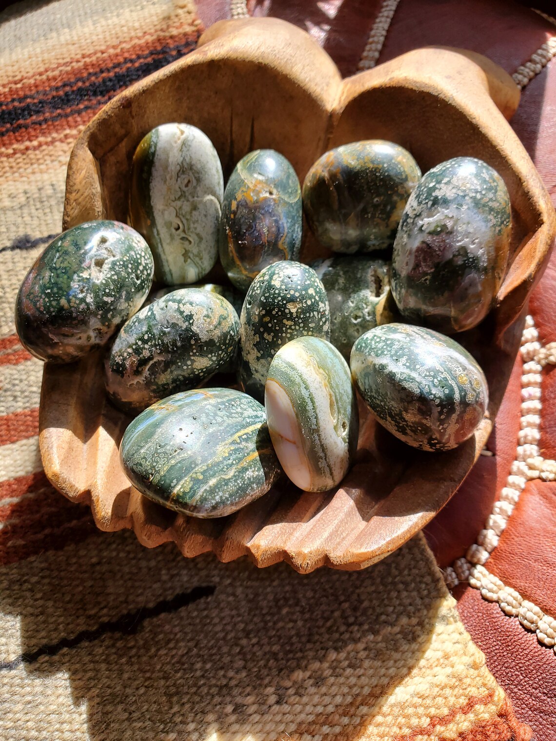 Large Ocean Jasper Tumbles. Orbicular Jasper. Green Jasper. - Etsy