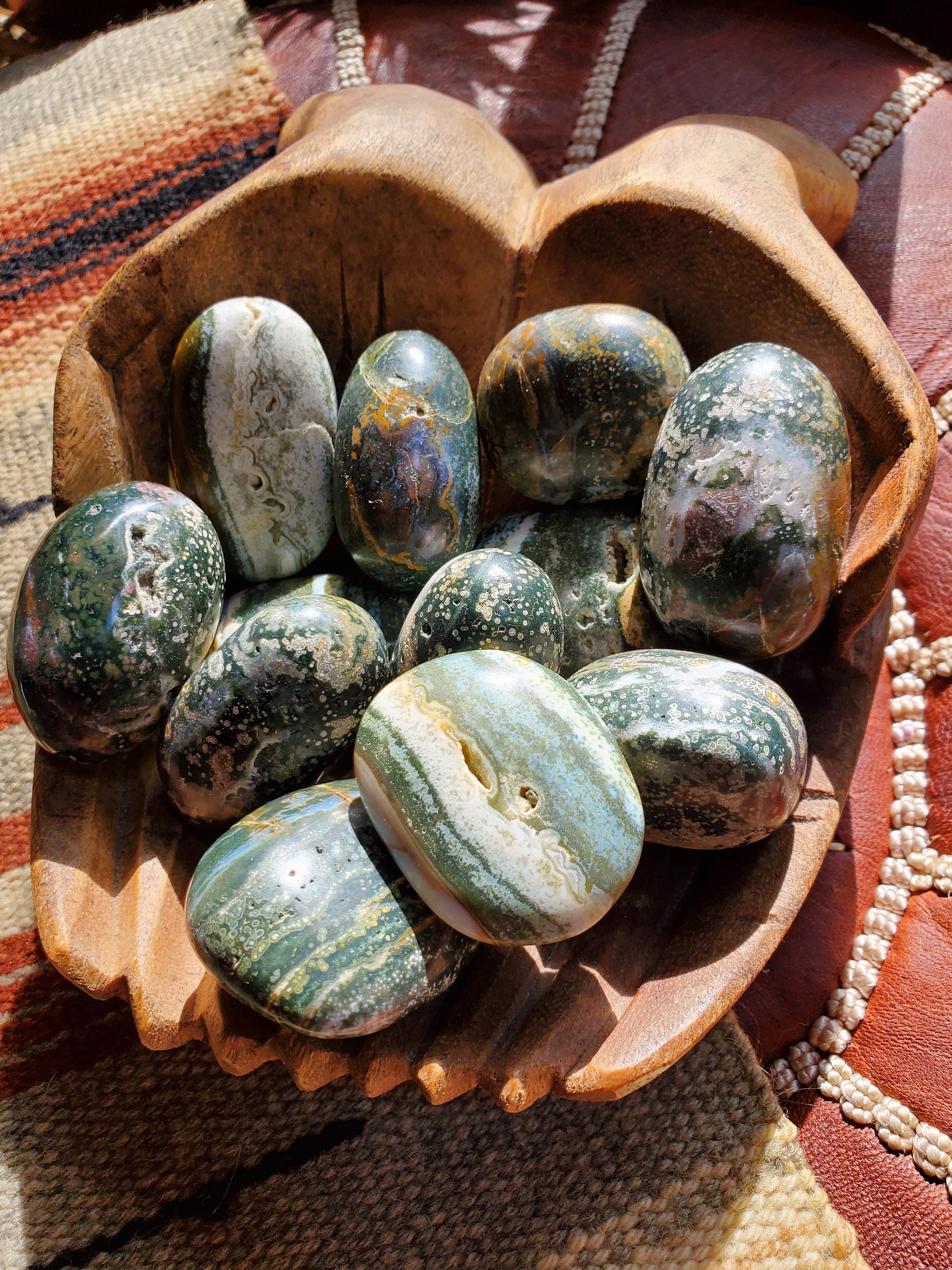 Large Ocean Jasper Tumbles. Orbicular Jasper. Green Jasper. - Etsy