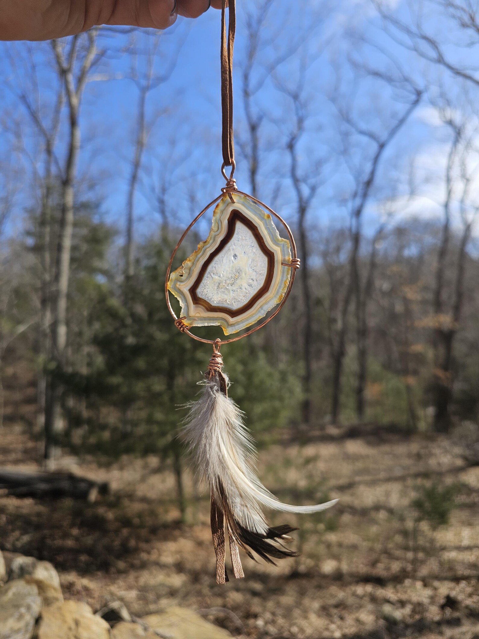 Handmade Agate Slice Suncatcher. Natural Boho Wall Art. Crystal Home ...