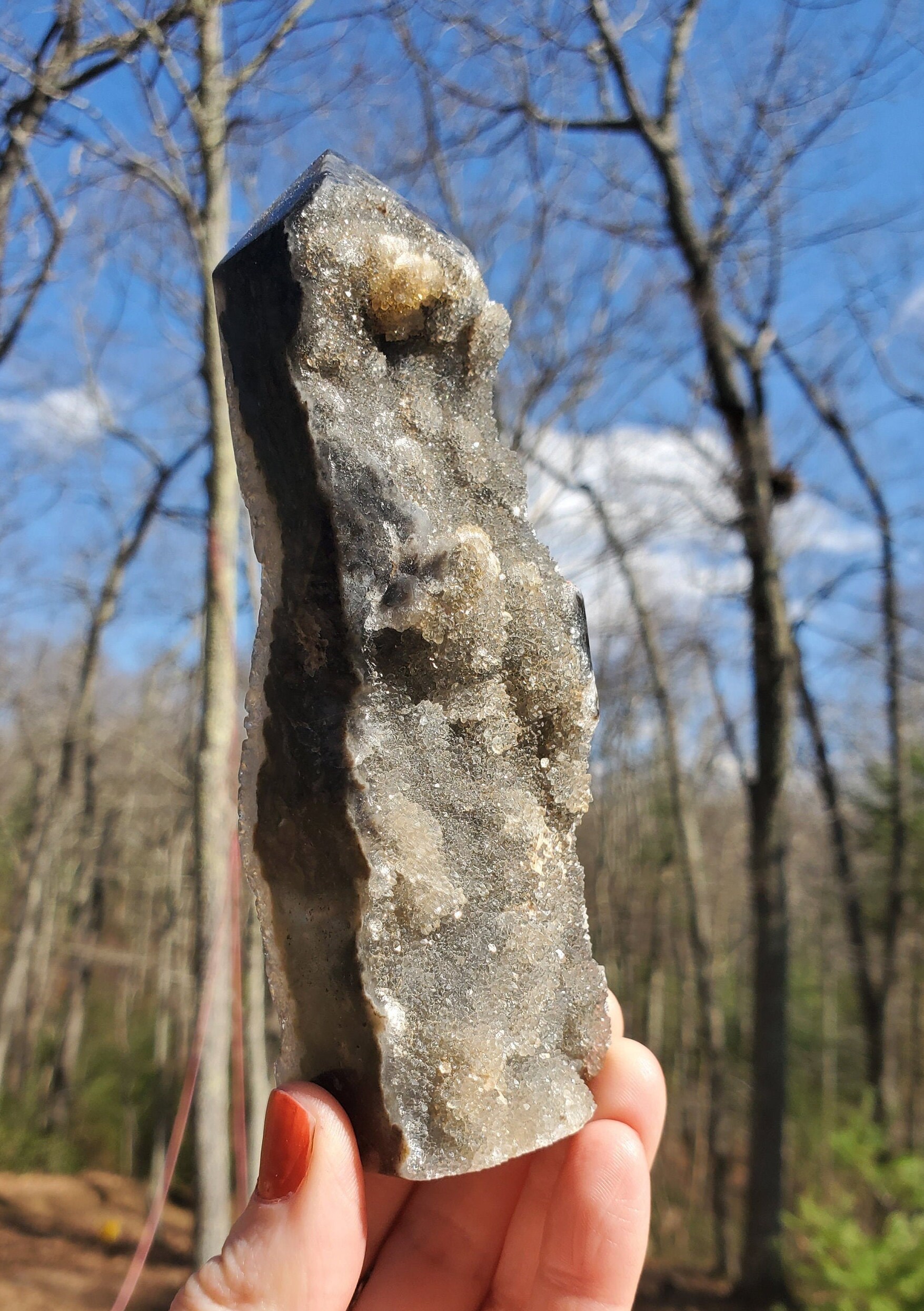 Beautiful Polished Indonesian Agate Tower with Druzy Quartz. | Etsy