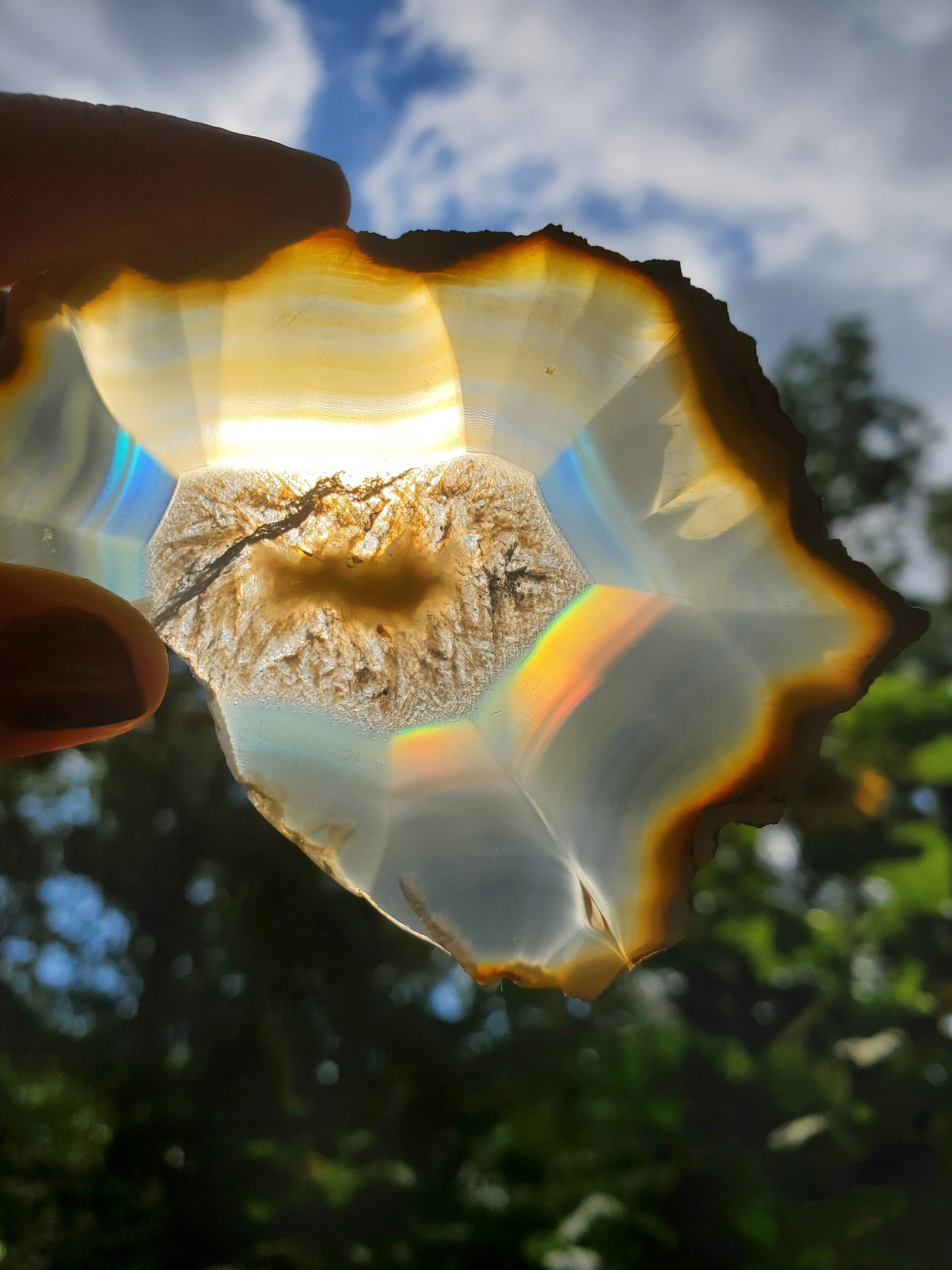Rainbow Iris Agate Slice - Iridescent Meditation Stone - Etsy