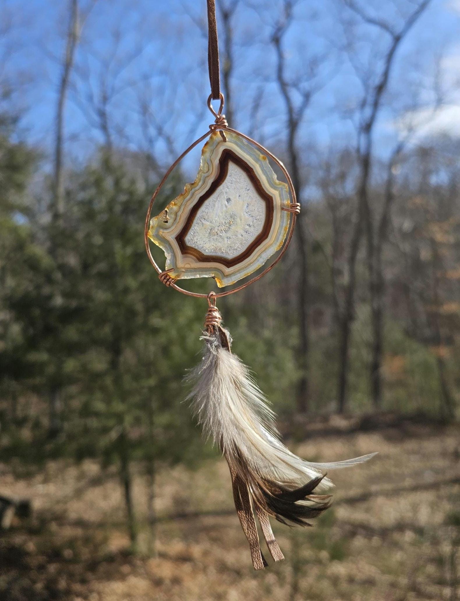 Handmade Agate Slice Suncatcher. Natural Boho Wall Art. Crystal Home ...