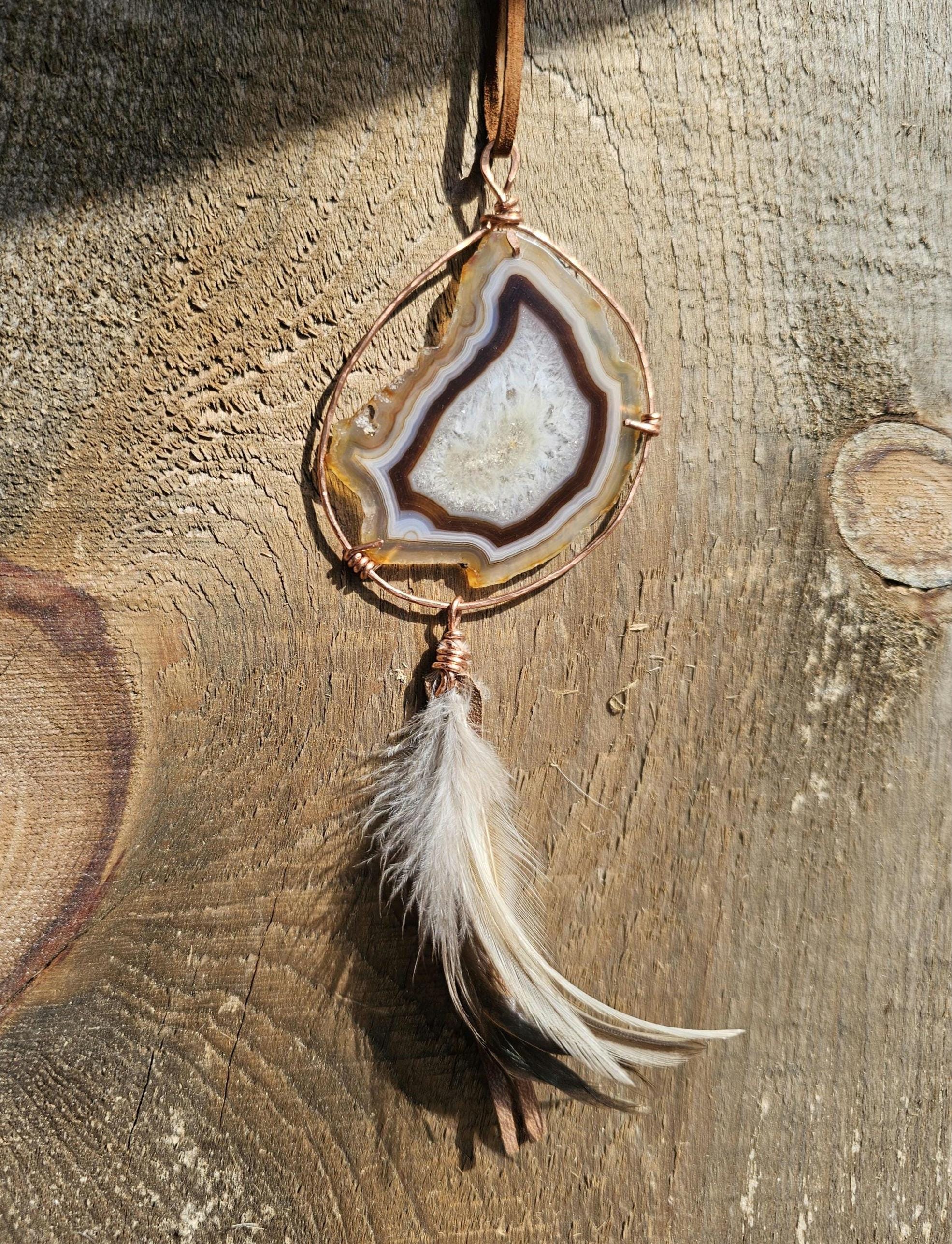 Handmade Agate Slice Suncatcher. Natural Boho Wall Art. Crystal Home ...