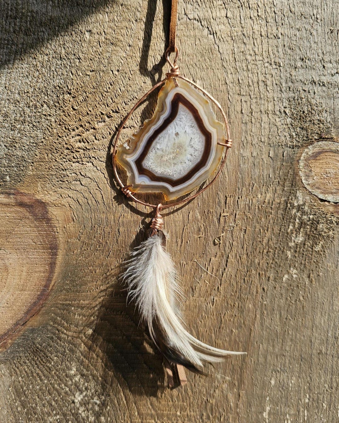 Handmade Agate Slice Suncatcher. Natural Boho Wall Art. Crystal Home ...
