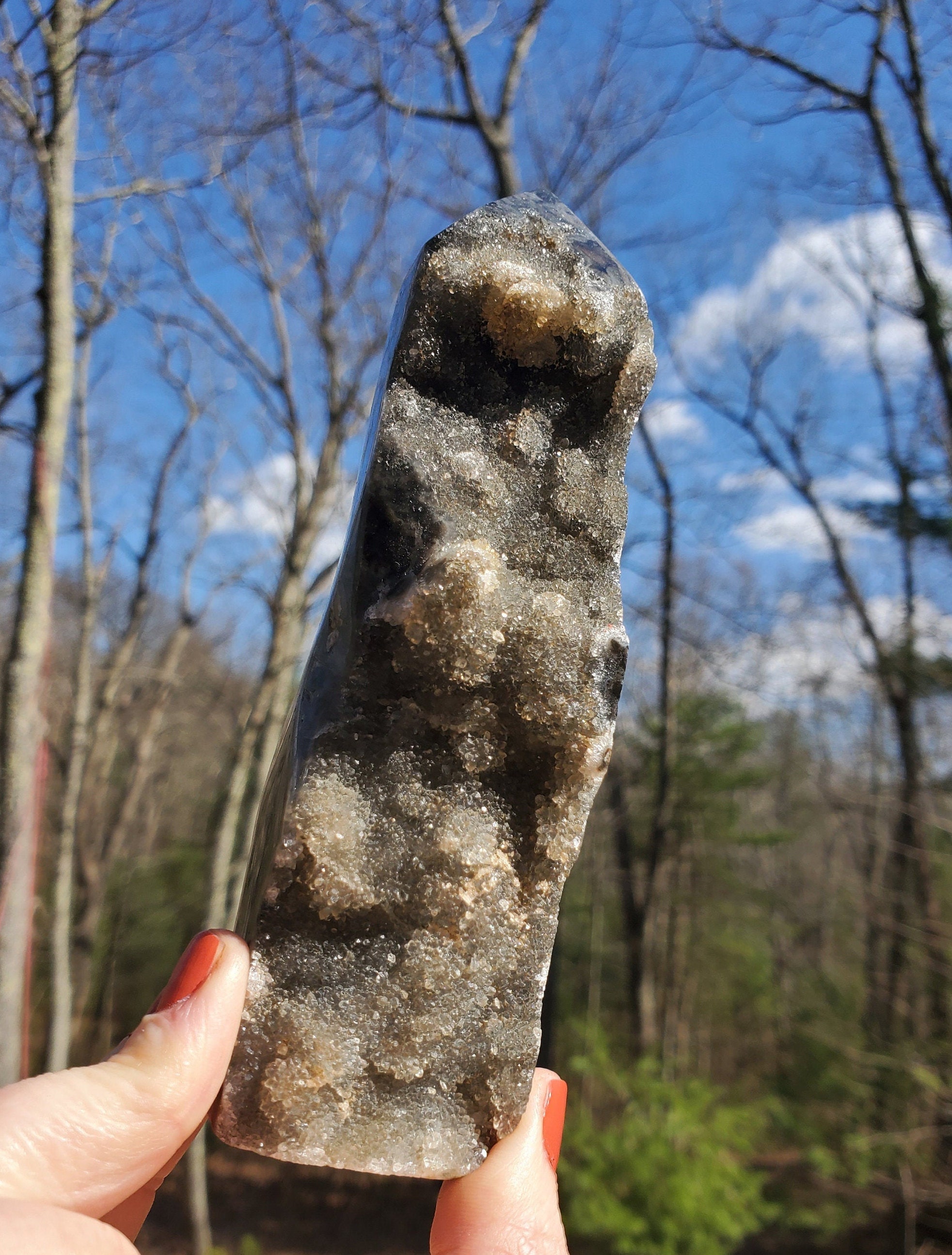 Polished Indonesian Agate Tower With Druzy Quartz - Etsy